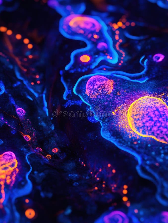 Glowing Bacteria Showcased Under Ultraviolet Light in a Dark ...