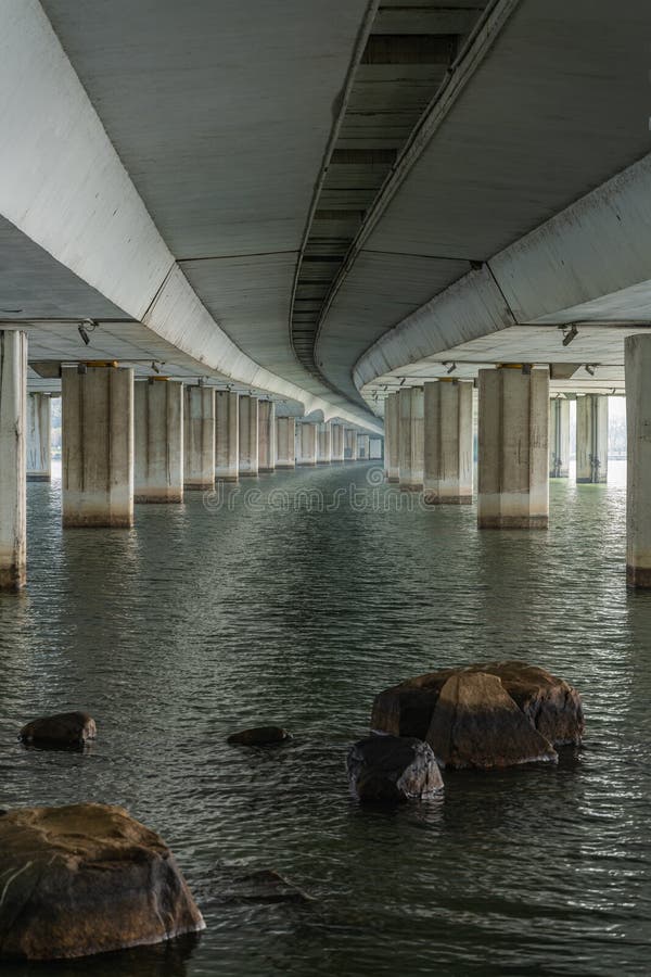Under View of a Modern Road Bridge Stock Image - Image of steel ...