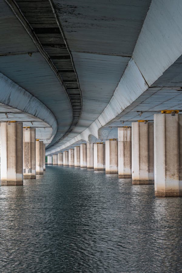 Under View of a Modern Road Bridge Stock Image - Image of installing ...
