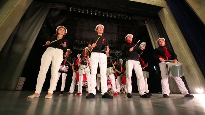 Under View of Musical Group of Thirteen People Stock Footage - Video of ...