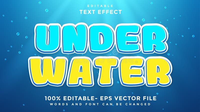 Under Water Editable Text Effect Design, Effect Saved in Graphic Style ...