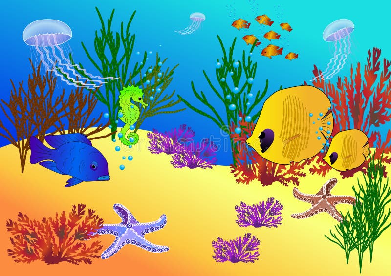 Under water life stock vector. Illustration of character - 25051989