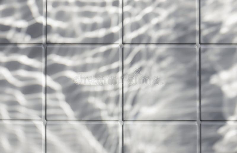 Water Wavy Texture on the White Ceramic Tile Background with Green ...