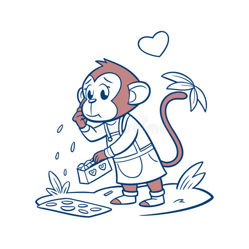 Under the Weather Monkey Exploring Art Stock Image - Illustration of ...