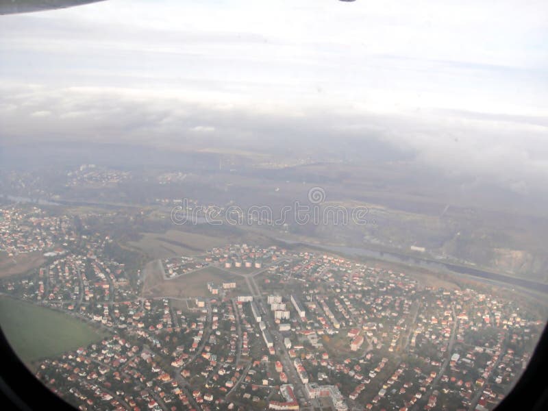Under the Wing of the Plane. Panoramic View of the Blue Sky with Clouds ...