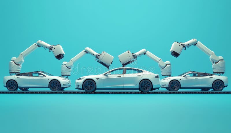 On an Undercarriage Platform, an Assembly Line with an Electric Vehicle ...