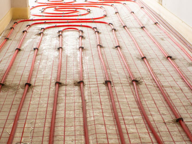 Underfloor Heating Installation Stock Photo - Image of pipe, plastic ...