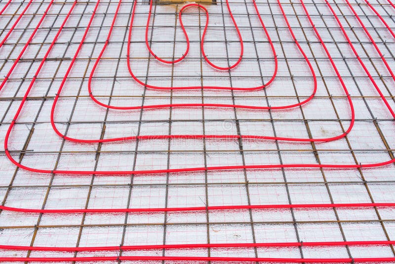 Installation Water Underfloor Heating Pipes on the Silver Reflective ...