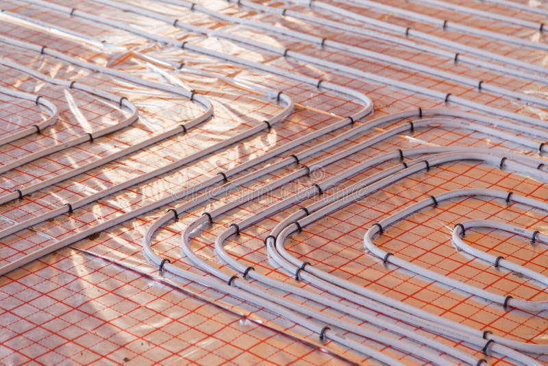 Underfloor Surface Heating Pipes. Low Temperature Heating Concept Stock ...