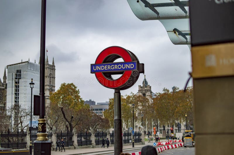 The Undergound Train Network Sign on Round Signboard in London ...