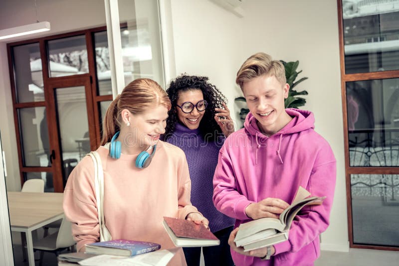 Undergraduate Students Wearing Casual Clothes Preparing To Class Stock ...