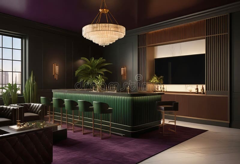 Underground Bar Interior Rendering, Modern Bar Interior Design Style ...