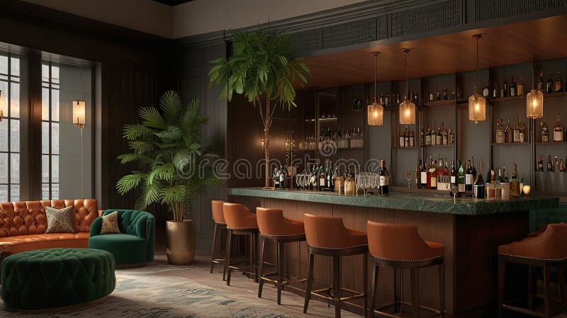 Underground Bar Interior Rendering, Modern Bar Interior Design Style ...