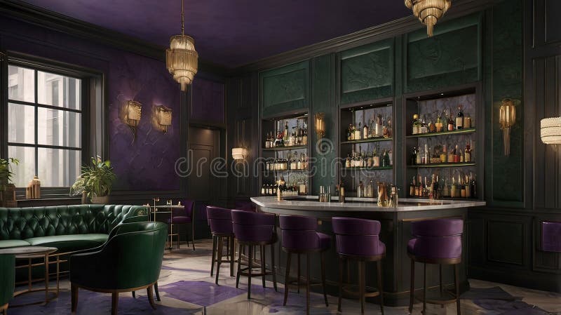 Underground Bar Interior Rendering, Modern Bar Interior Design Style ...