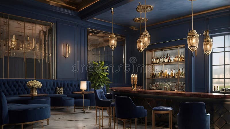 Underground Bar Interior Rendering, Modern Bar Interior Design Style ...