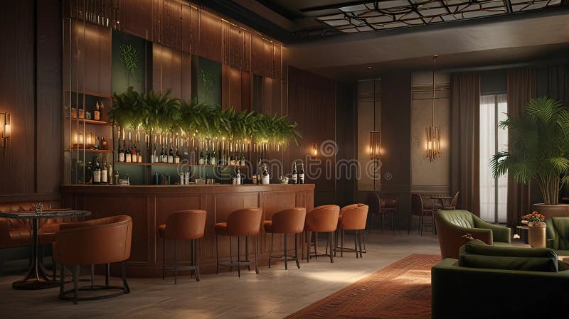 Underground Bar Interior Rendering, Modern Bar Interior Design Style ...