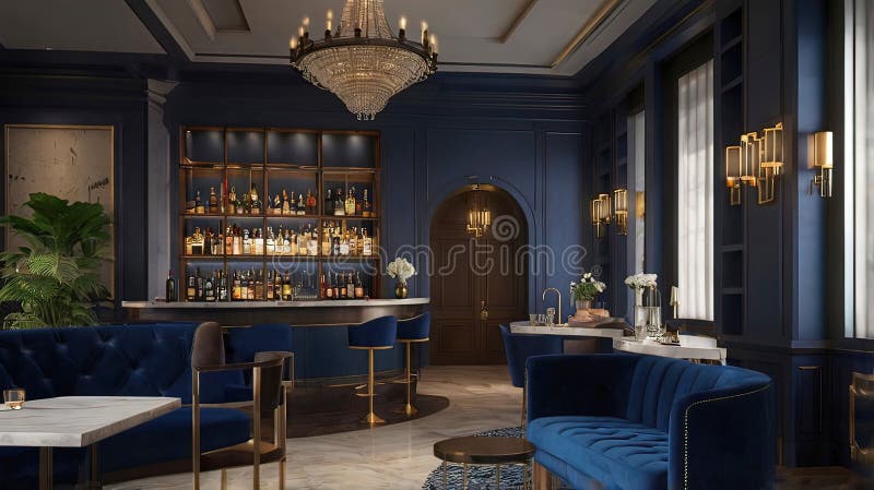 Underground Bar Interior Rendering, Modern Bar Interior Design Style ...