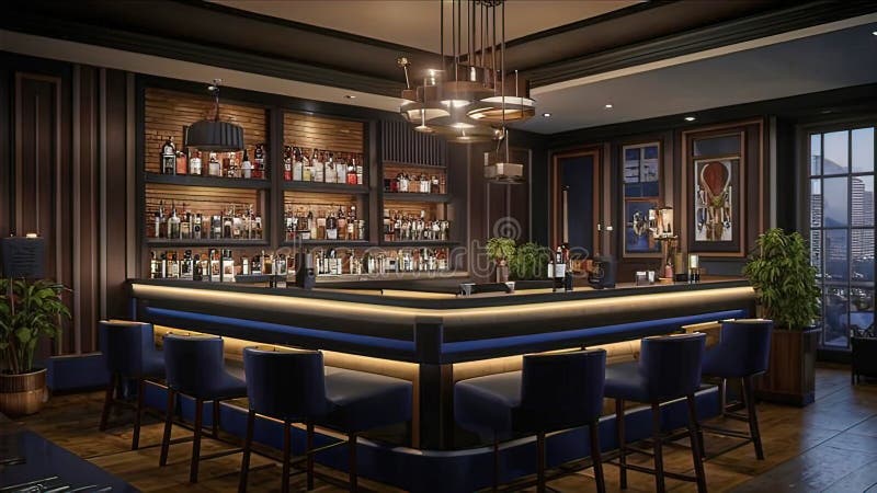 Underground Bar Interior Rendering, Modern Bar Interior Design Style ...