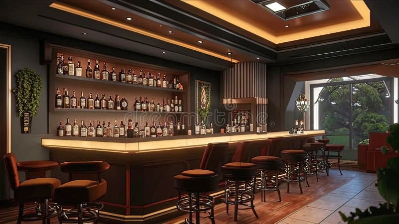 Underground Bar Interior Rendering, Modern Bar Interior Design Style ...