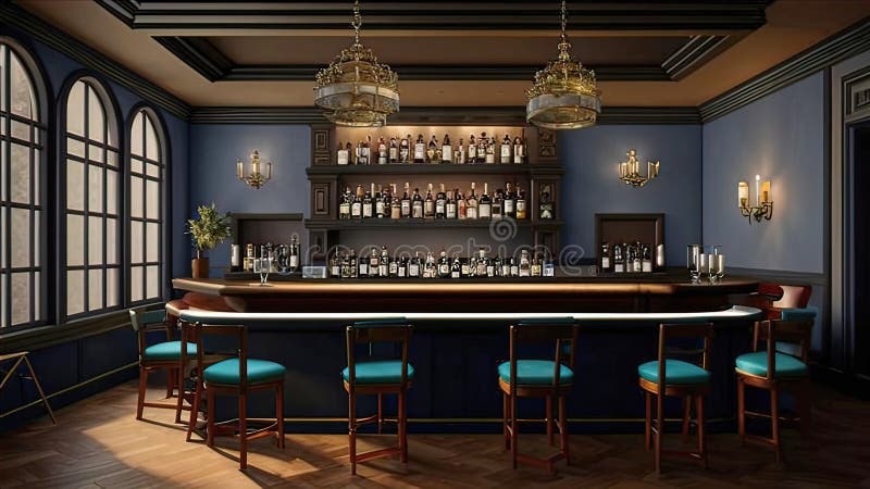 Underground Bar Interior Rendering, Modern Bar Interior Design Style ...