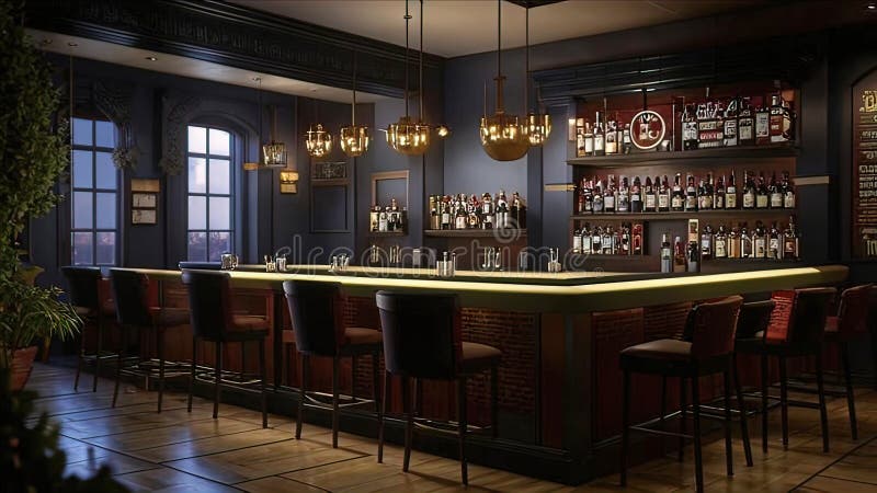 Underground Bar Interior Rendering, Modern Bar Interior Design Style ...