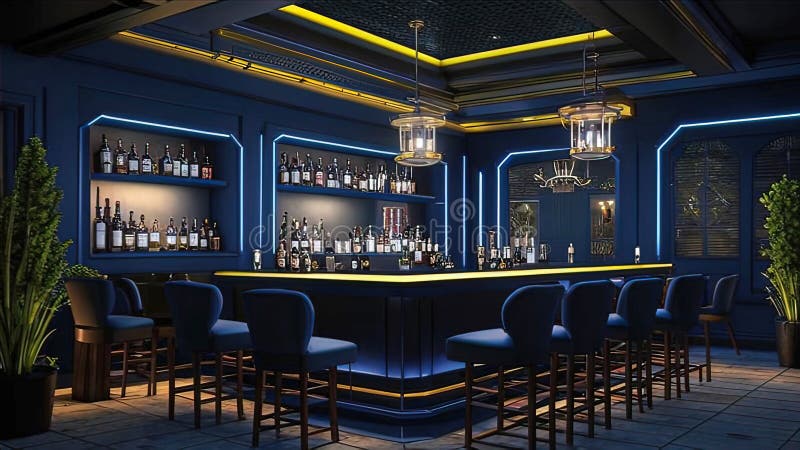 Underground Bar Interior Rendering, Modern Bar Interior Design Style ...