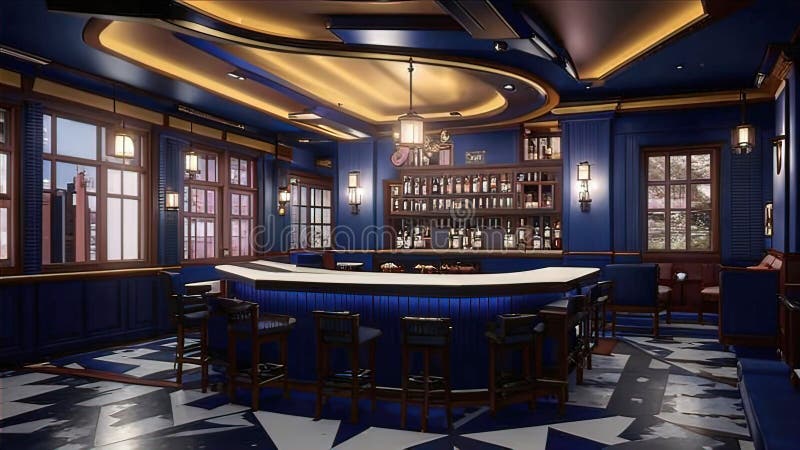Underground Bar Interior Rendering, Modern Bar Interior Design Style ...