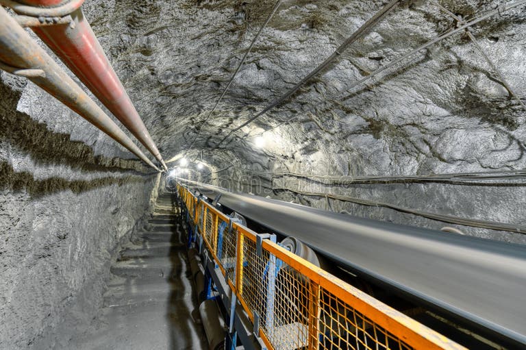 Underground Belt Conveyor for Transporting Ore To the Surface Stock Image - Image of mineral ...