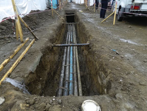 Underground Cable Duct Construction Work Stock Photo - Image of duct ...