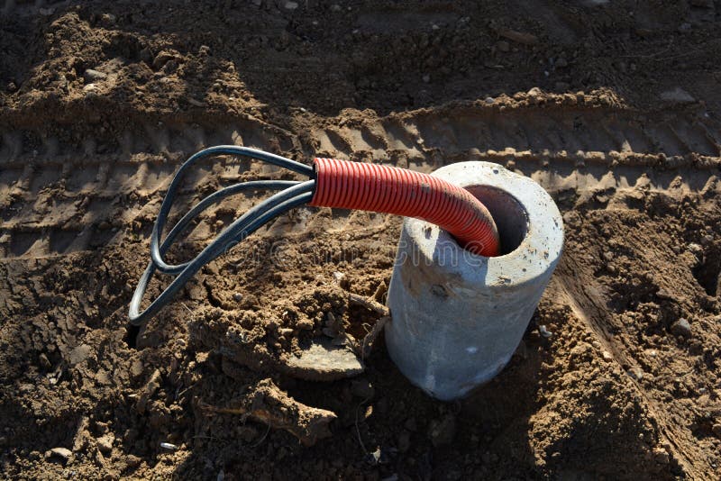 Underground Cable Entry during Construction Base with Concrete ...