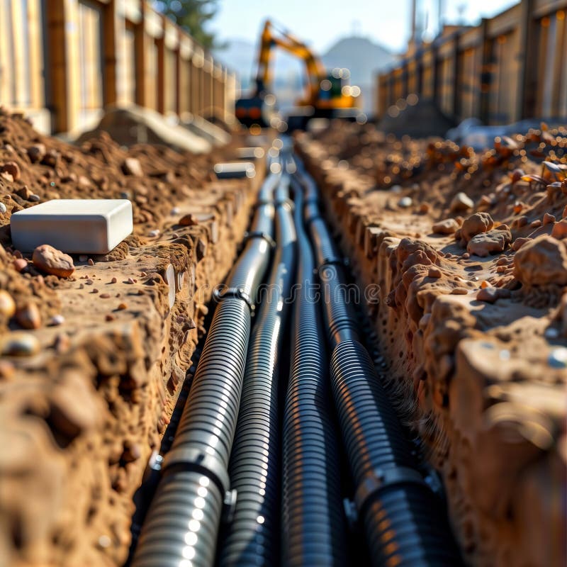 Cables Laid in Trench at Construction Site, Generative Ai Stock ...
