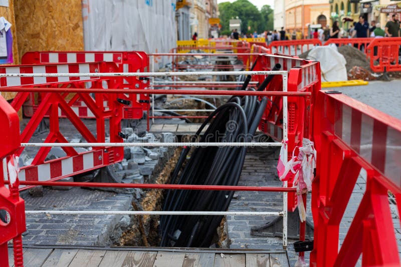 Underground cabling street stock image. Image of industrial - 162644719