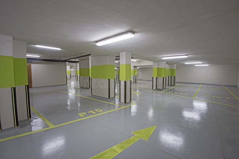 Underground Car Park with Columns Stock Photo - Image of structure ...