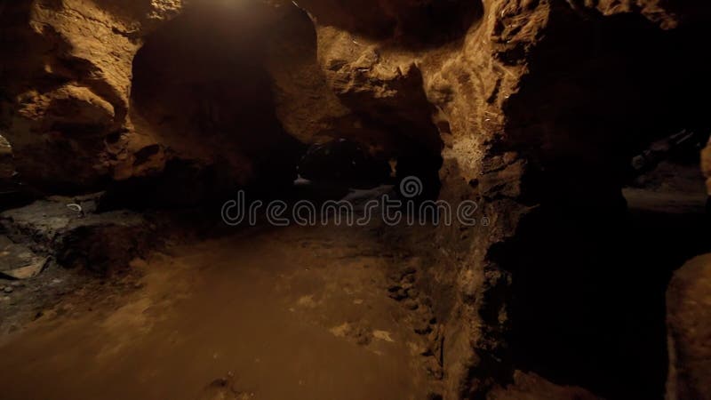 An Underground Cave with Artificial Lighting. Stock Footage - Video of ...
