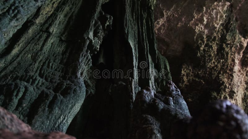 Underground Cave with Stalagmite Rock Formations Hanging from Twins ...
