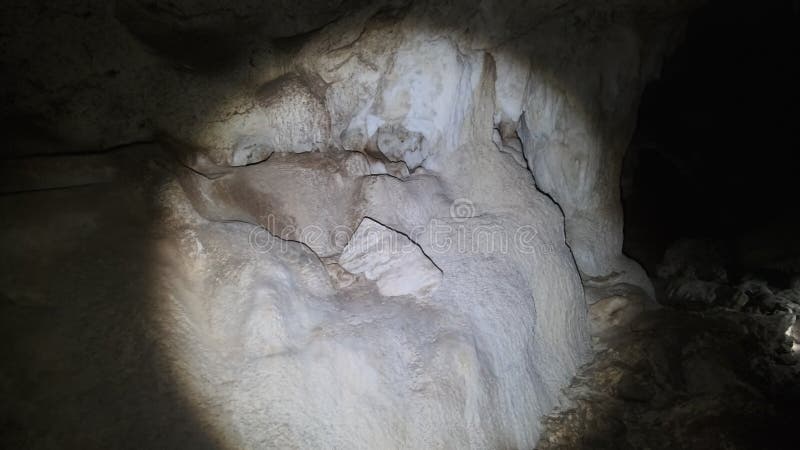 Underground Cave with Stalactite Rock Formations Hanging from Twins ...