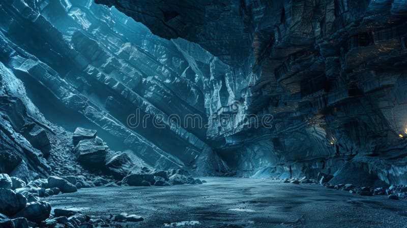 Mysterious Underground Cavern Illuminated by Soft Light Creating ...