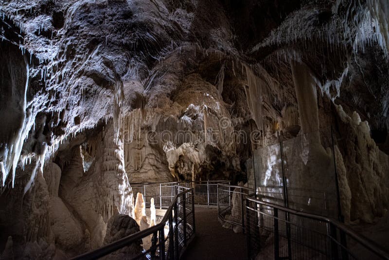 Underground Caves with Stalactites and Stalagmites. Frasassi Caves ...