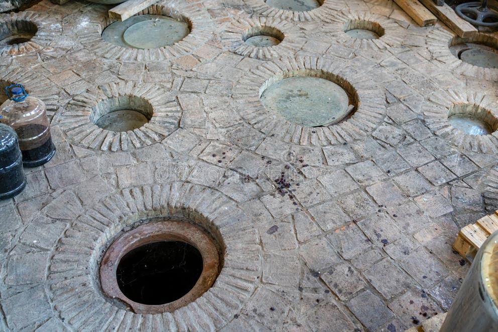 Underground Cellar for Storing Wine in a Georgian Winery Stock Photo ...
