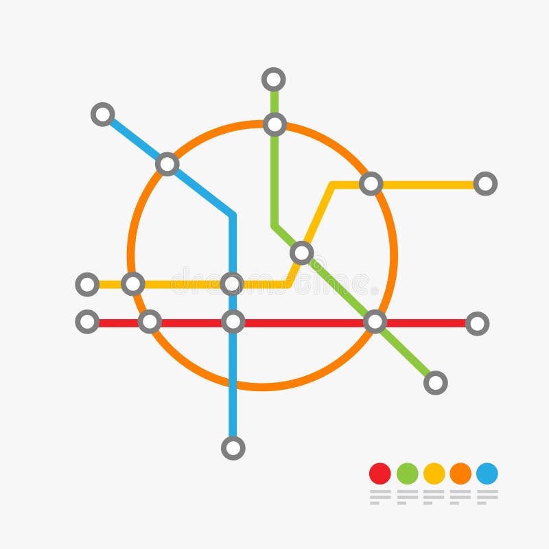 Underground Circle Metro Map or Subway Transportation Scheme. Vector ...