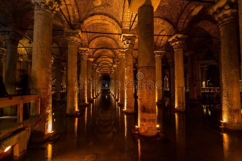 Underground Cistern with Water, Istanbul, Turkey Stock Photo - Image of ...