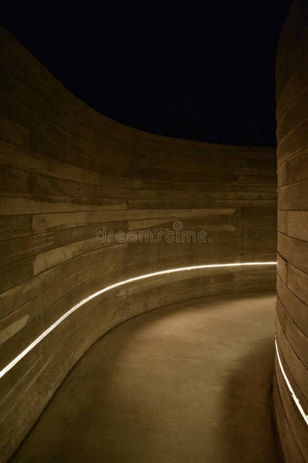 Underground Concrete Curved Tunnel Walls Stock Photo - Image of column ...