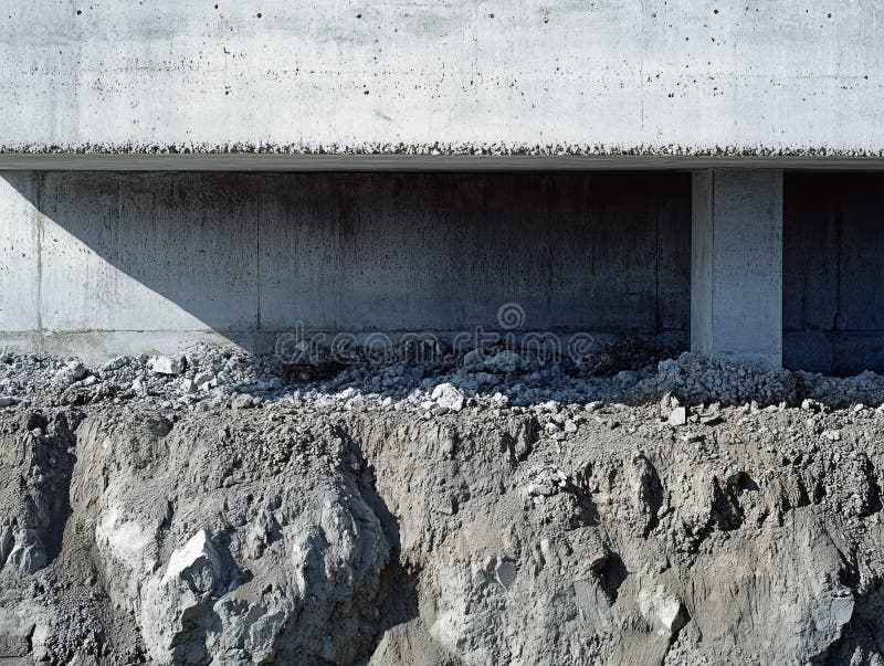 Underground Construction Site - Concrete Blocks and Gravel Excavation ...