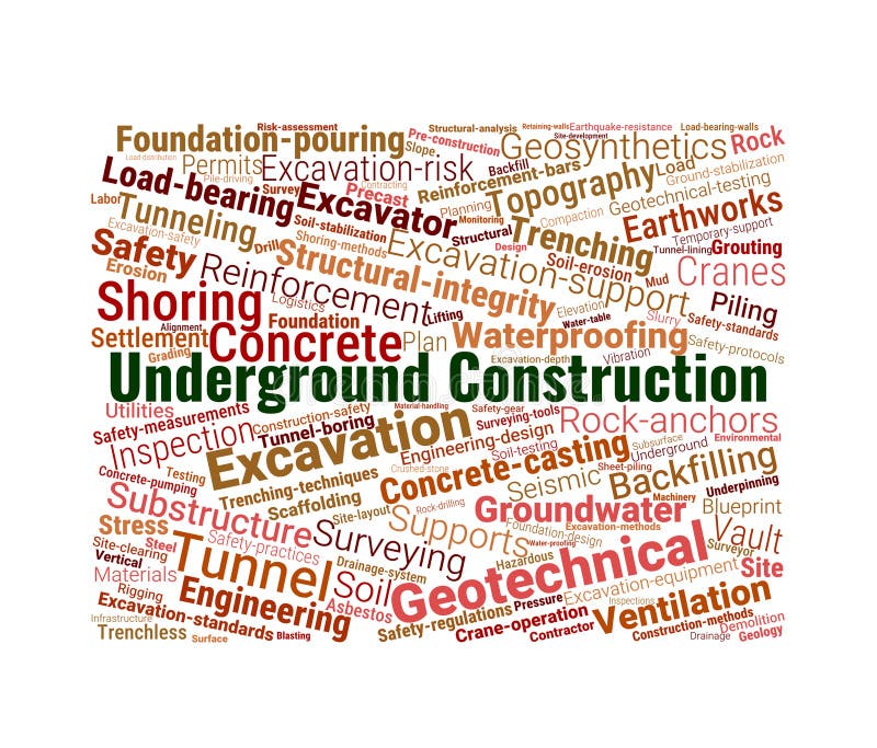 Underground Construction Word Cloud Stock Illustration - Illustration ...