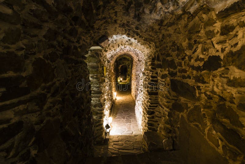 Underground corridor cave stock image. Image of light - 79675505