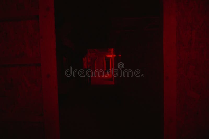 Underground Corridor with Red Light Stock Photo - Image of people ...