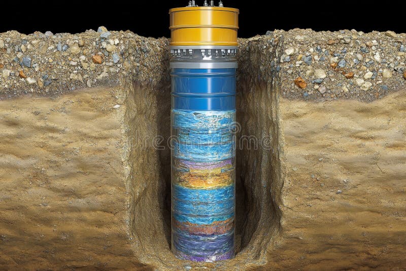 Underground Cross Section Revealing Geothermal Energy Pipe System ...