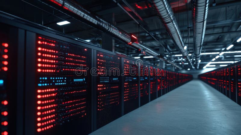 Underground Crypto Mining Farm with Modern Server Racks and LED ...