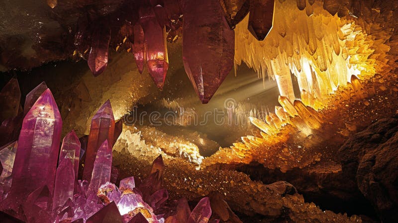 Underground Crystal Caves the Beautifully . Generative Ai Stock ...