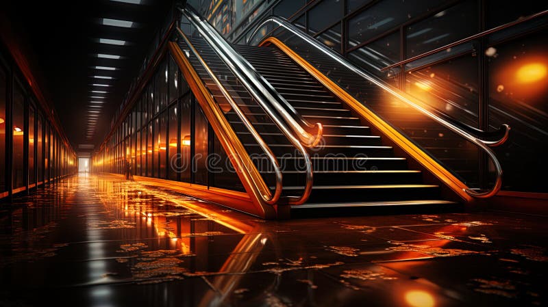 The Underground Descent in the Subway, Where Escalators Smoothly Fall ...